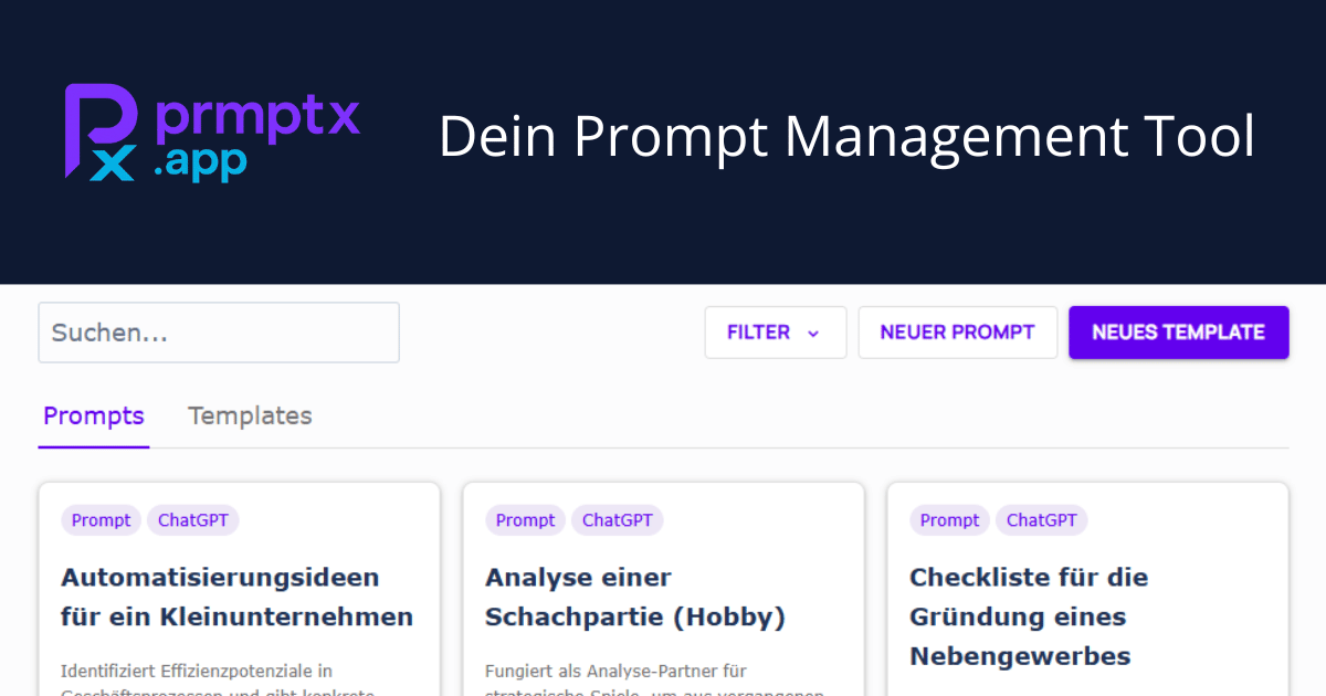 Prompt Management Tool für Teams & Profis | prmptx